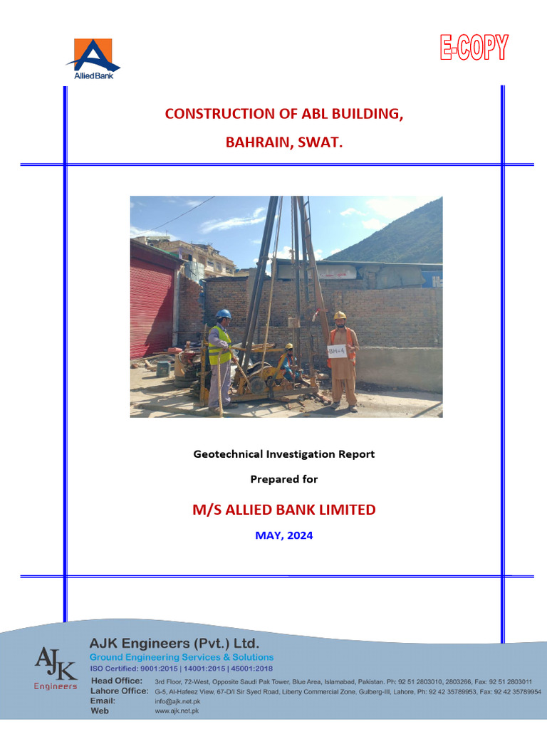 Bahrian Soil Investigation report AJK-1 | PDF | Geotechnical Engineering | Soil Science