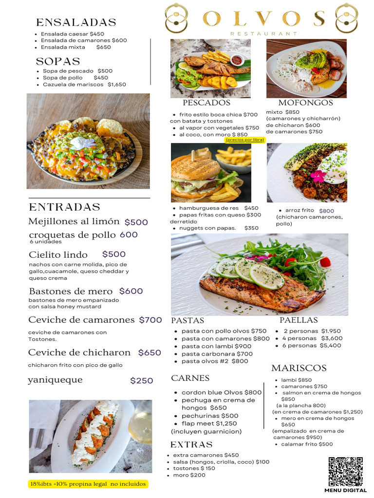 Menú del Restaurante Olvos Juan Dolio | PDF | Ron | Mariscos