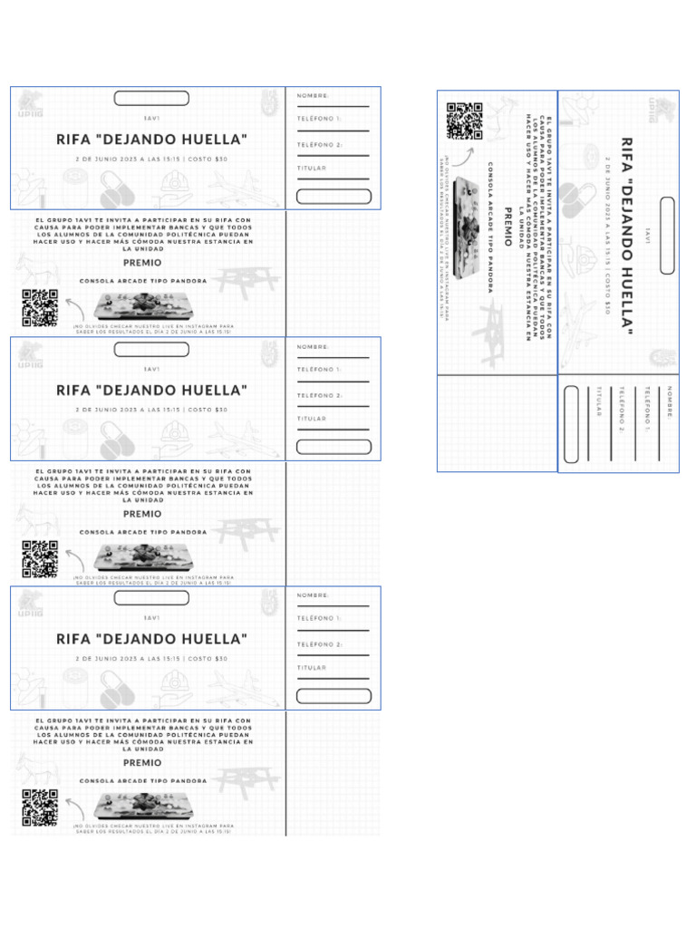 medidas boleto rifa 1AV1 | PDF