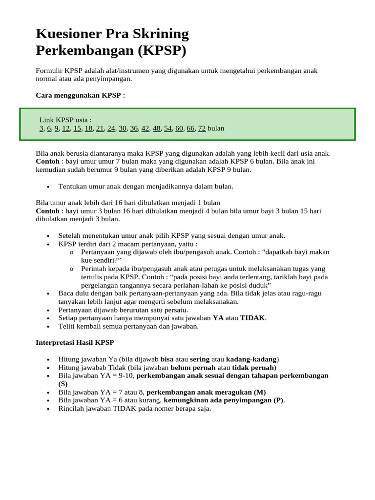 Kuesioner KPSP | PDF