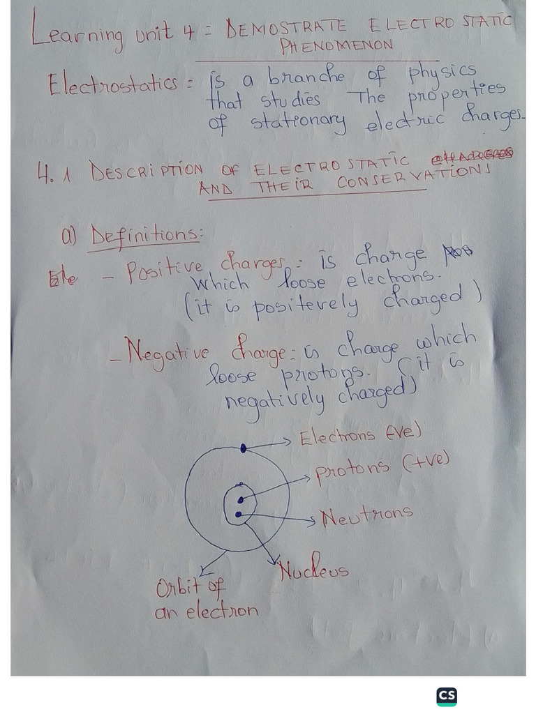 Physics Electrostatics Notes L3.L4.L5 All. WMHS | PDF