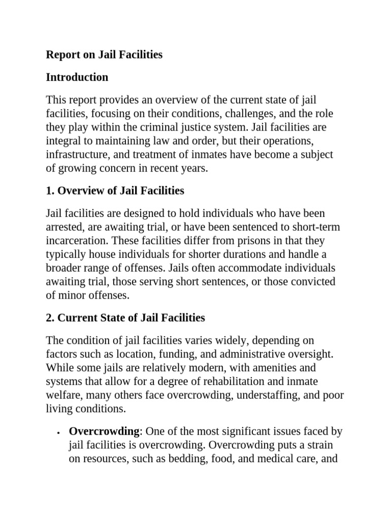 Report On Jail Facilities | PDF | Prison | Rehabilitation (Penology)