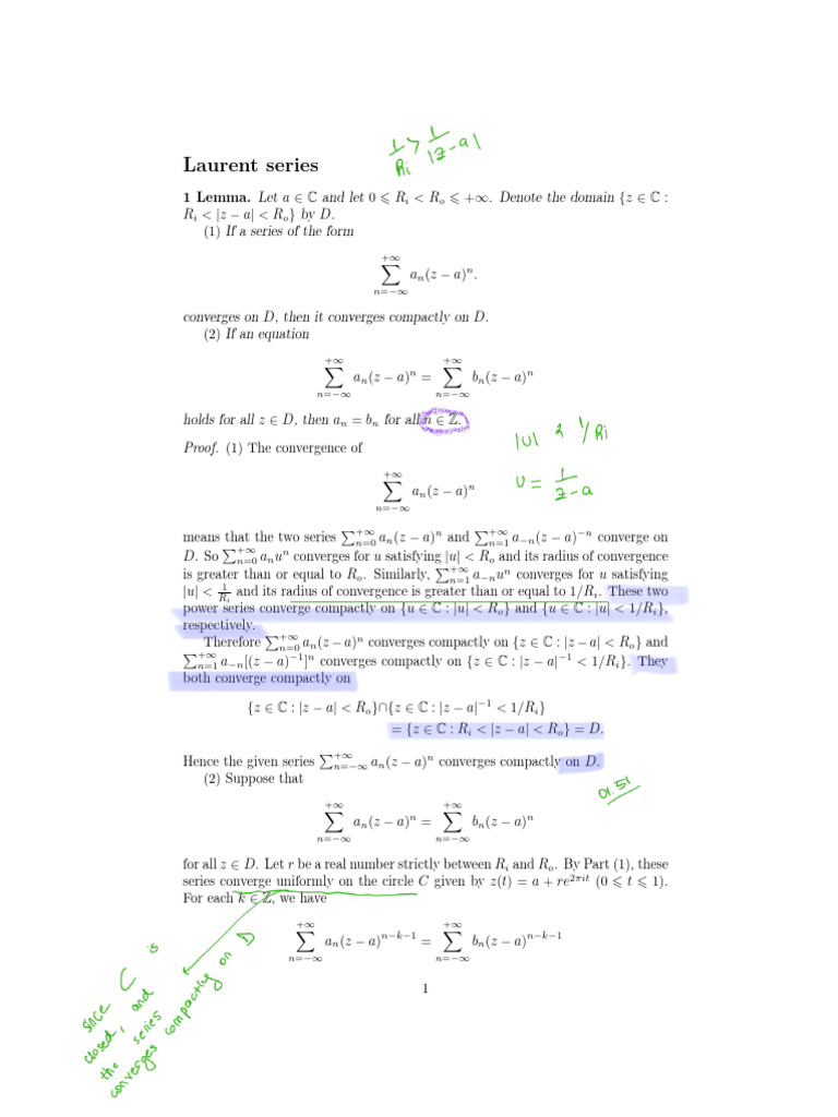 Understanding Laurent Series and Singularities | PDF | Functions And ...