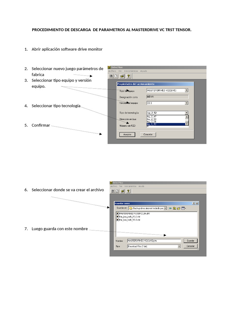 Procedimiento de Descarga de Parametros en Drive Simovert Firmware V3 | PDF