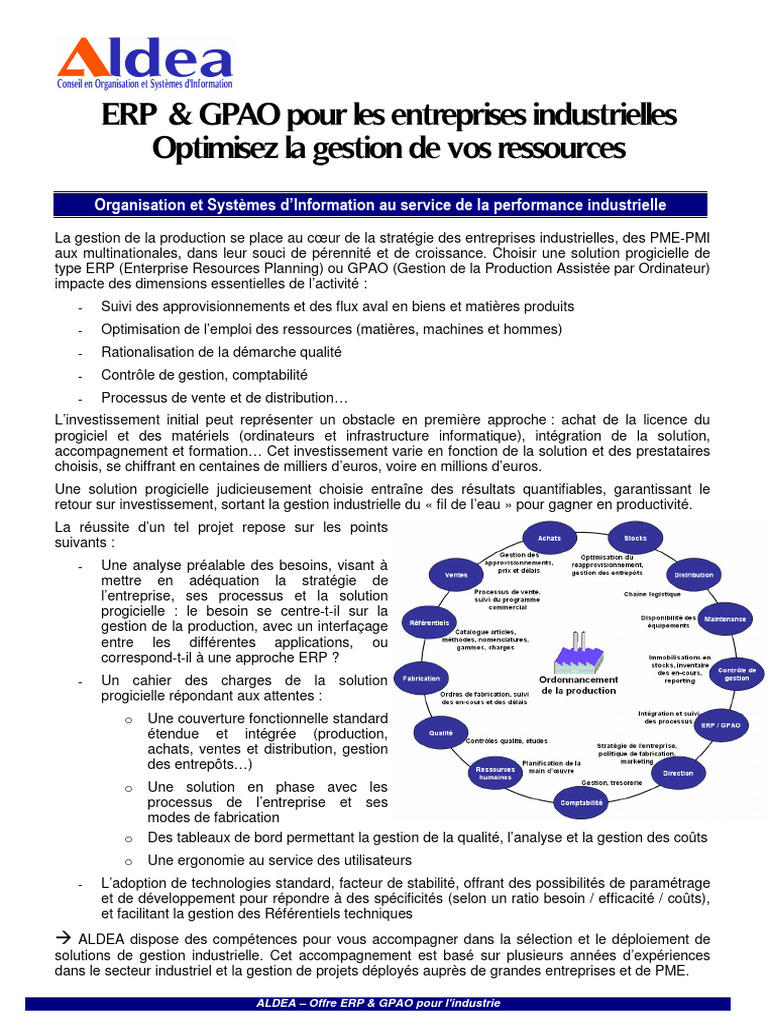 ERP et GPAO pour l'industrie moderne | PDF | Progiciel de gestion ...