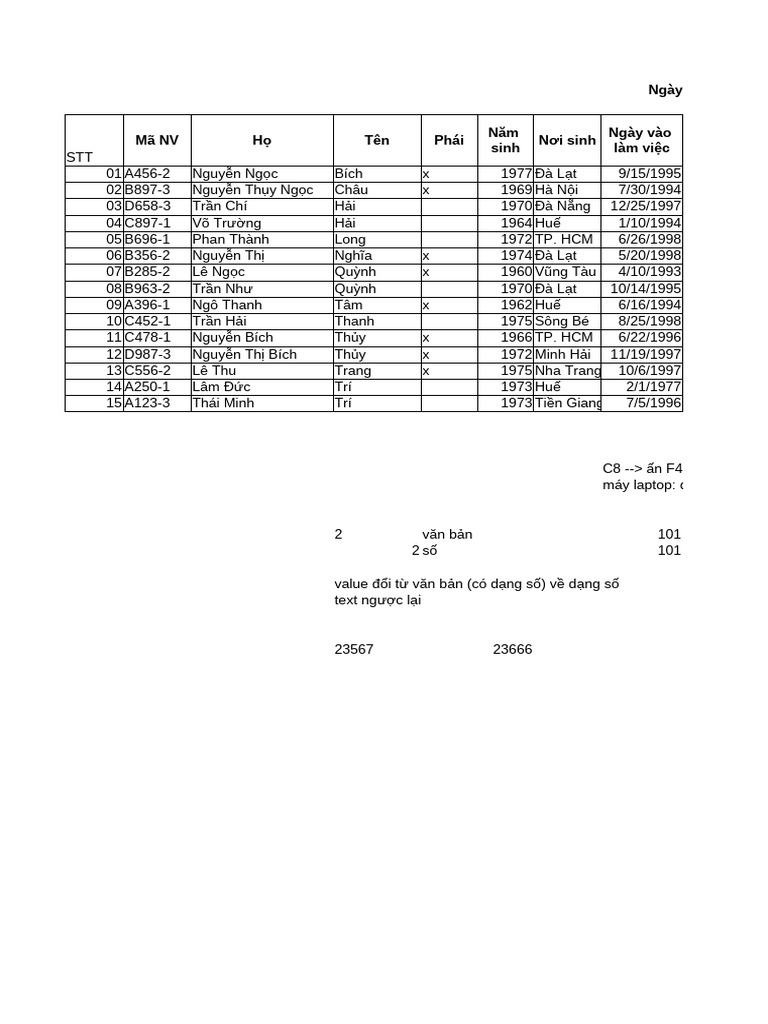 BAI 2 EXCEL thầy làm | PDF