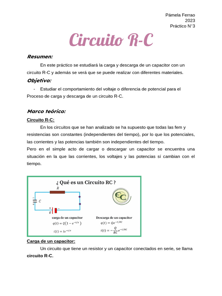 Circuito R-C | PDF | Red eléctrica | Condensador