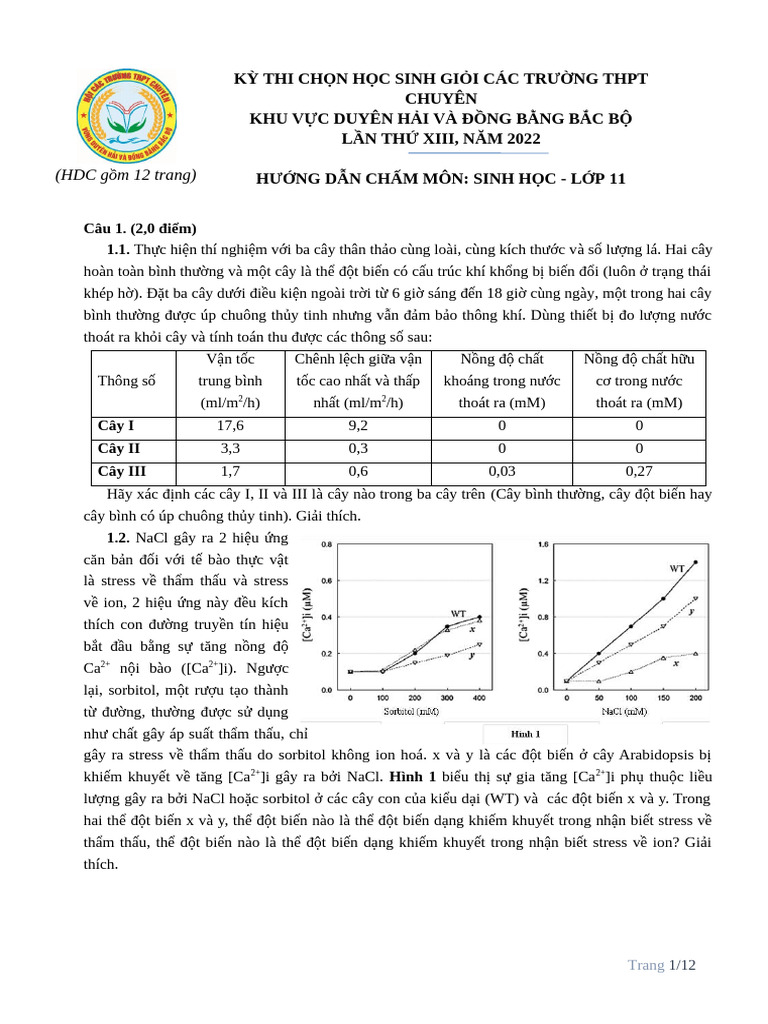 HDC Sinh Hoc 11 | PDF