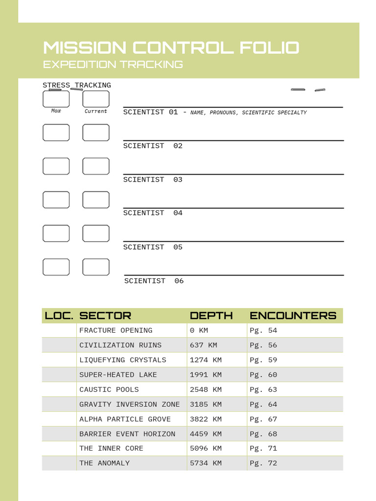 Substratum Protocol Mission Control Folio (Pandion Games) | PDF
