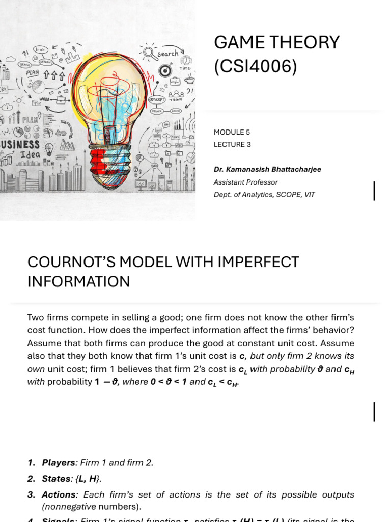 Module 5 - Cournot''s Model With Imperfect Information | PDF | Applied ...