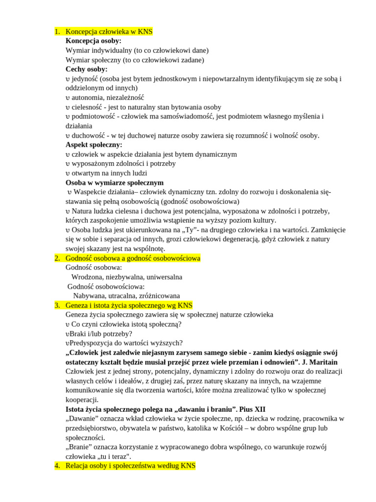 Koncepcja Człowieka w KNS | PDF