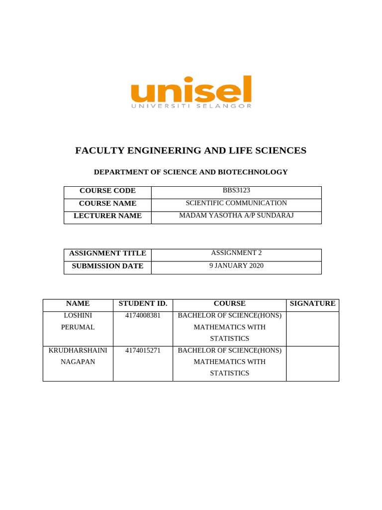 Assignment 2 Scientific Communication | PDF | Biology
