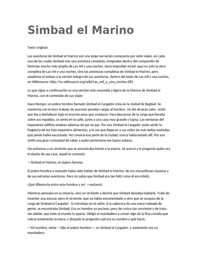 Simbad El Marino | PDF | Mil y una noches | Buques