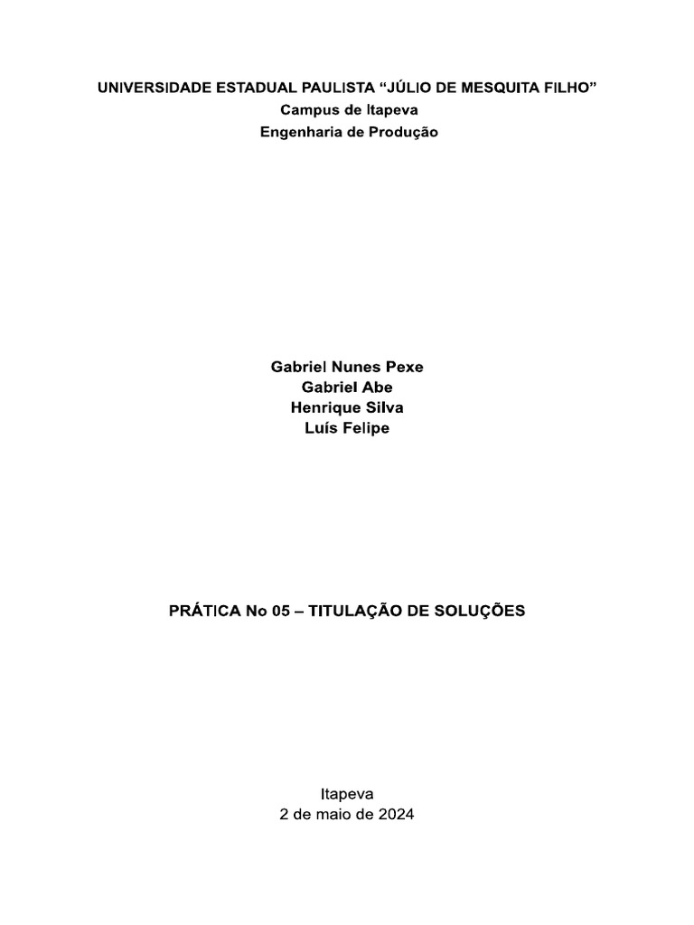 Prática No 05 | PDF