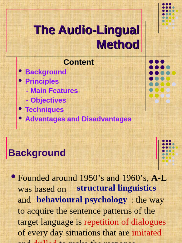 Lecture 6 - The Audio-Lingual Method-1 | PDF | Second Language | Linguistics