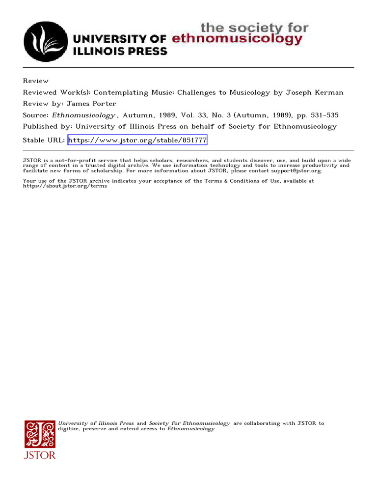 Porter - Contemplating Music by Joseph Kerman | PDF | Musicology ...