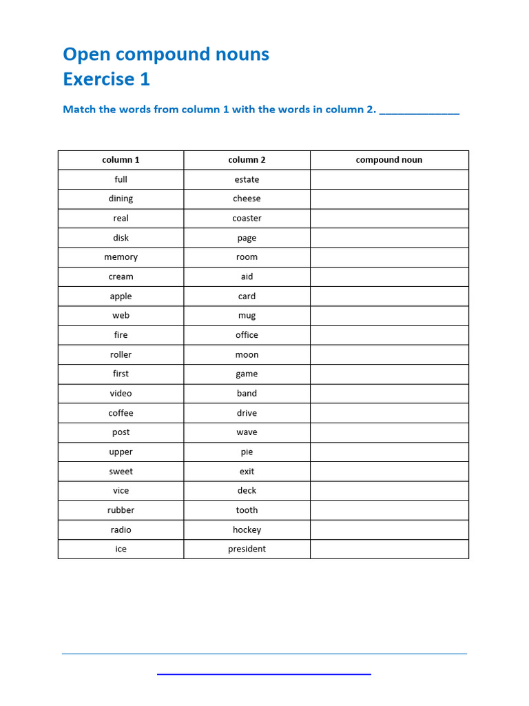 EXERCISE COMPOUND NOUN | PDF