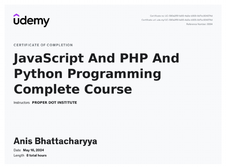 Udemy Certificate | PDF