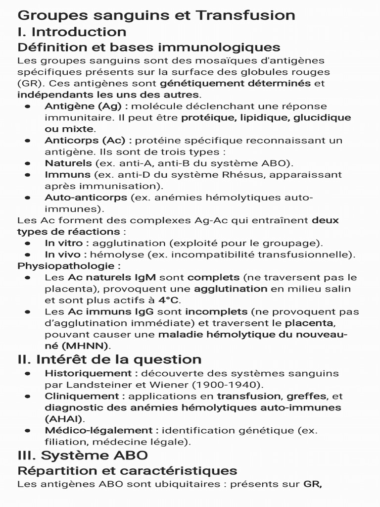 Transfusion Et Groupage | PDF