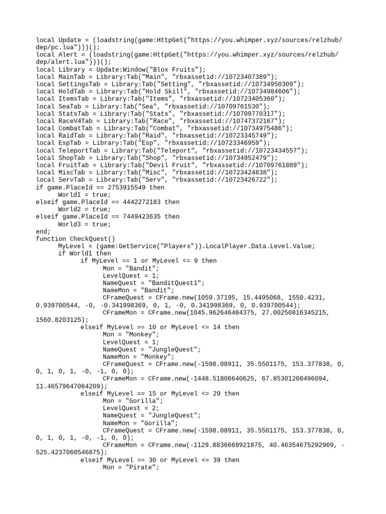 BloxFruits Lua | PDF