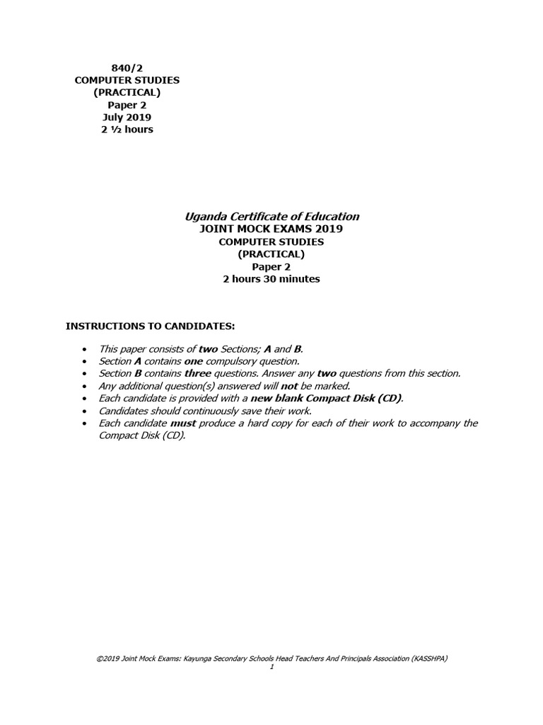 s4 Computer Paper 2 Mock Exam | PDF | Artificial Intelligence ...