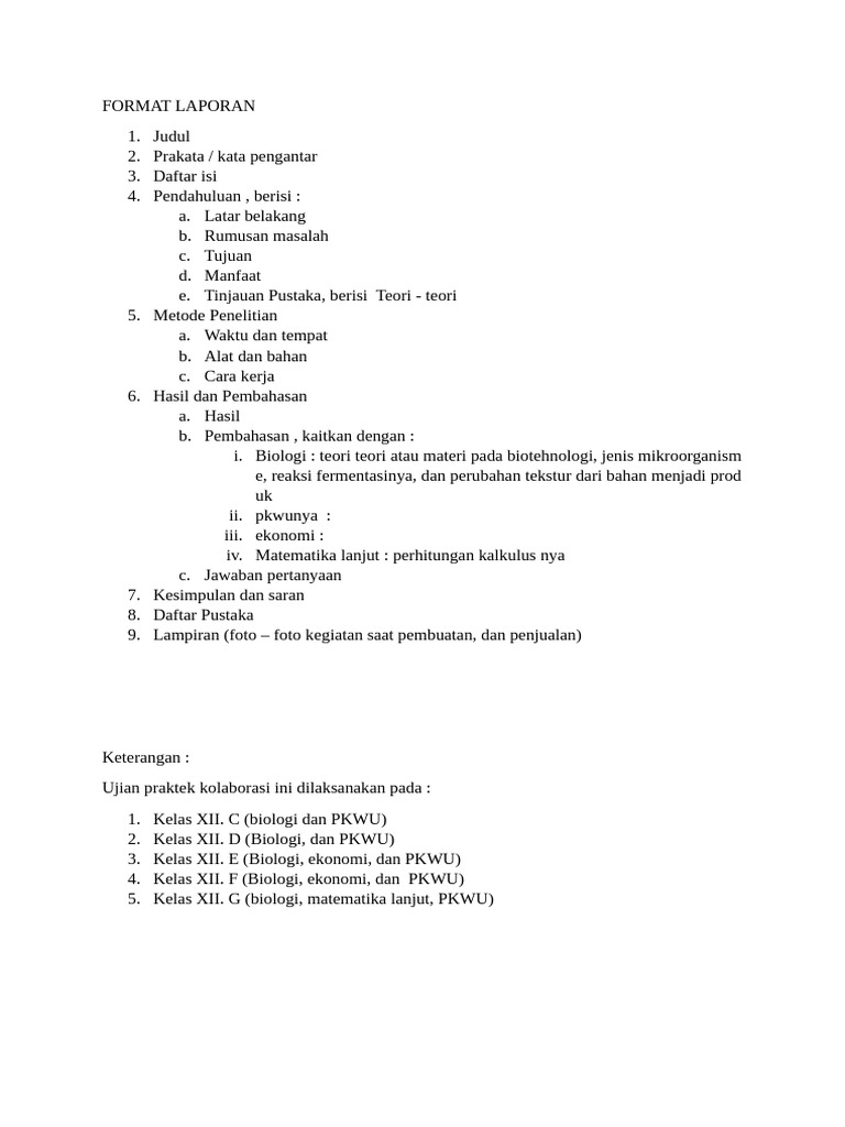 Format Laporan Ujian Praktek | PDF