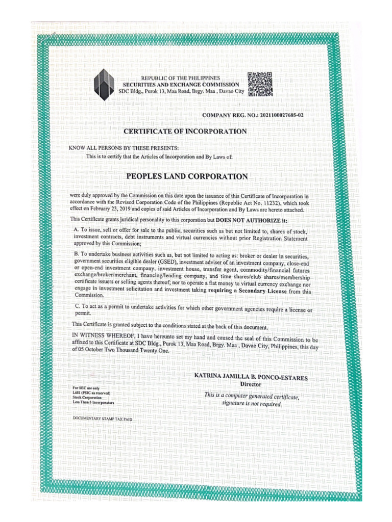 Sec Cert and by Laws | PDF