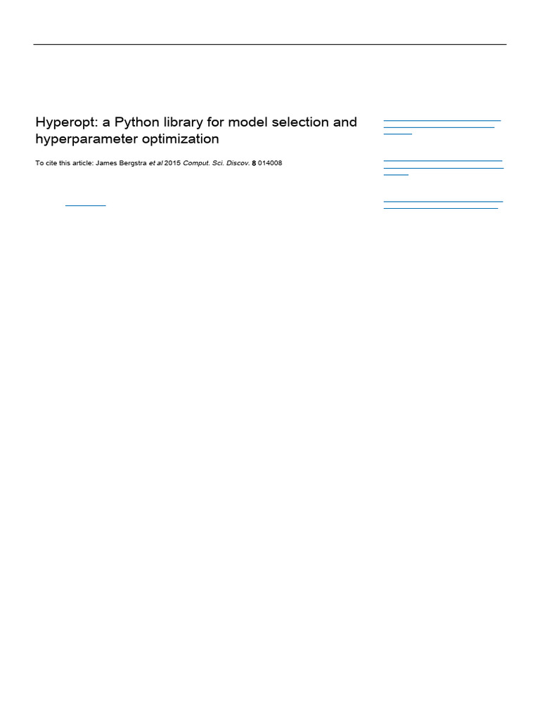 Hyperopt a Python library for model selection and | PDF | Machine Learning | Support Vector Machine