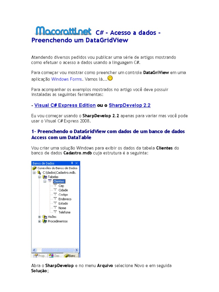 C Datagridview Pdf Sql C Sharp Linguagem De Programação