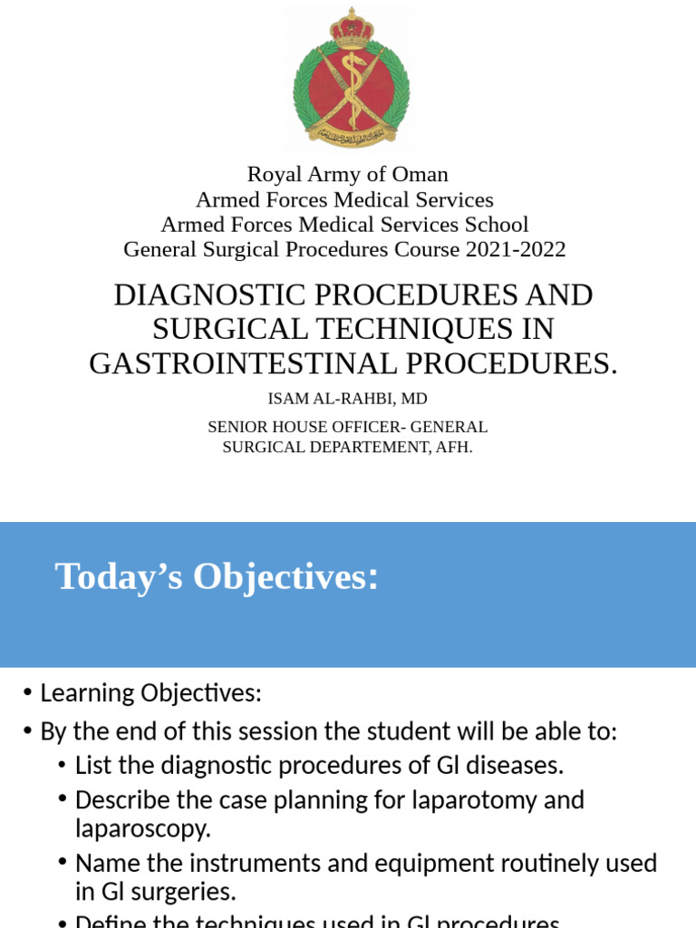 Diagnostic Procedures and Surgical Techniques in Gi Procedures | PDF ...