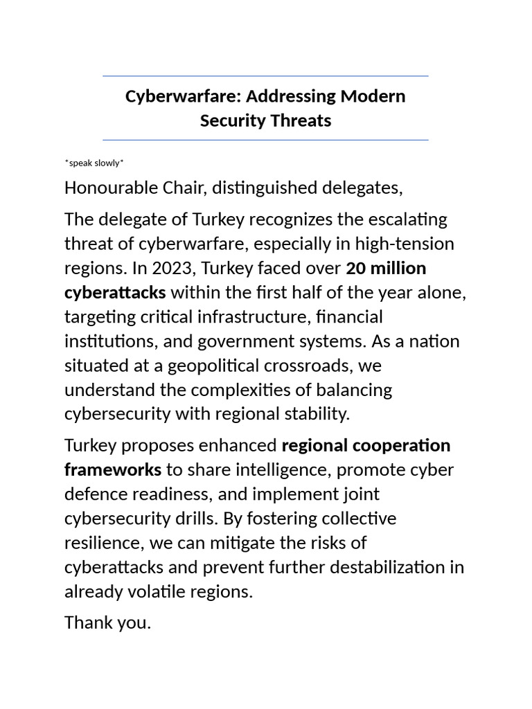 Cyberwarfare Addressing Modern Security Threats | PDF