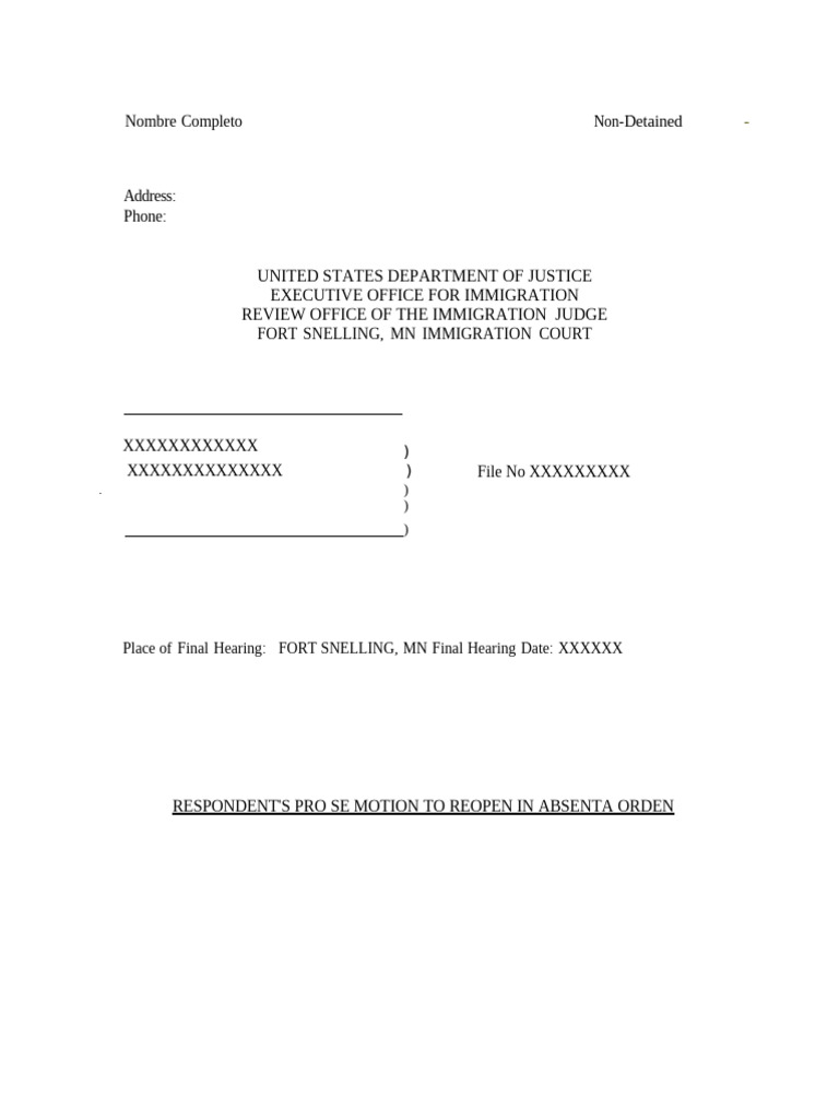 Motion To Reopen in Absenta Orden | PDF | Justice | Crime & Violence