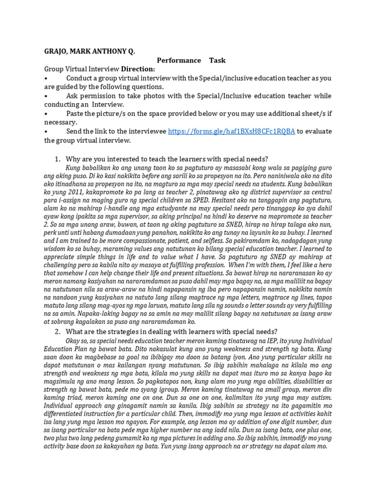 Grajo Sned Interview | PDF