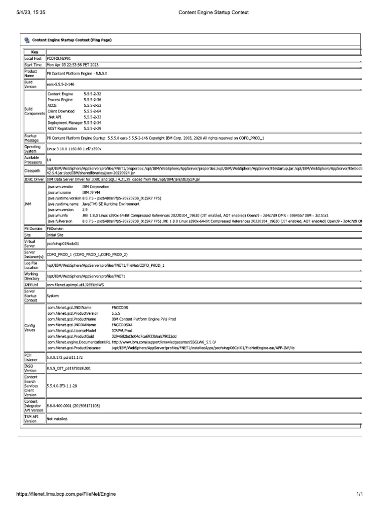 FileNet Engine PingPage | PDF