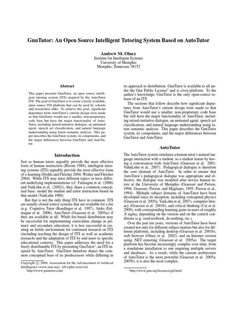 Gnututor: An Open Source Intelligent Tutoring System Based On Autotutor ...