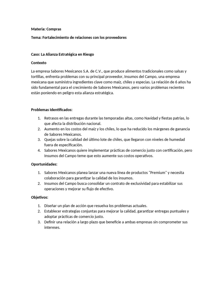 Caso Practico Compras | PDF | Calidad (comercial) | México