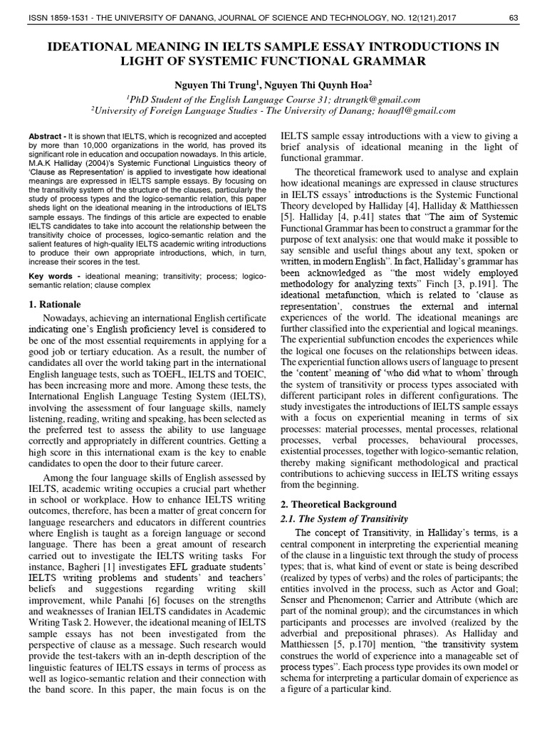 Ideational Meaning in IELTS Essays | PDF | Clause | Semantics