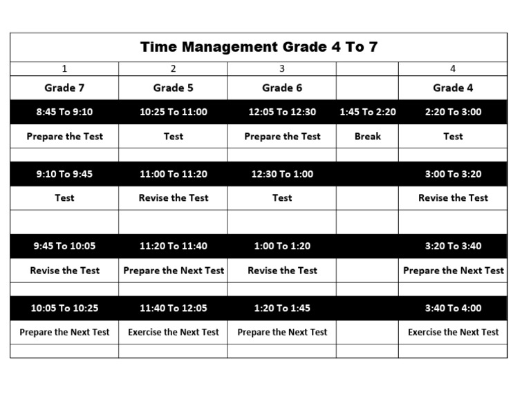 Time Management for Grades 4-7 | PDF