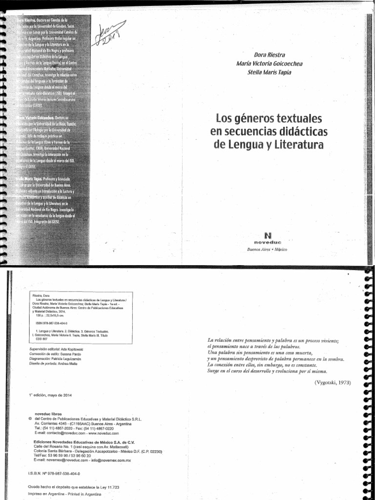 Riestra - Los Generos Textuales en Secuencias Didacticas de Lengua y ...