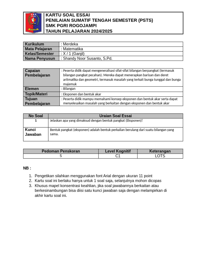 PSTS MTK X 2024 | PDF