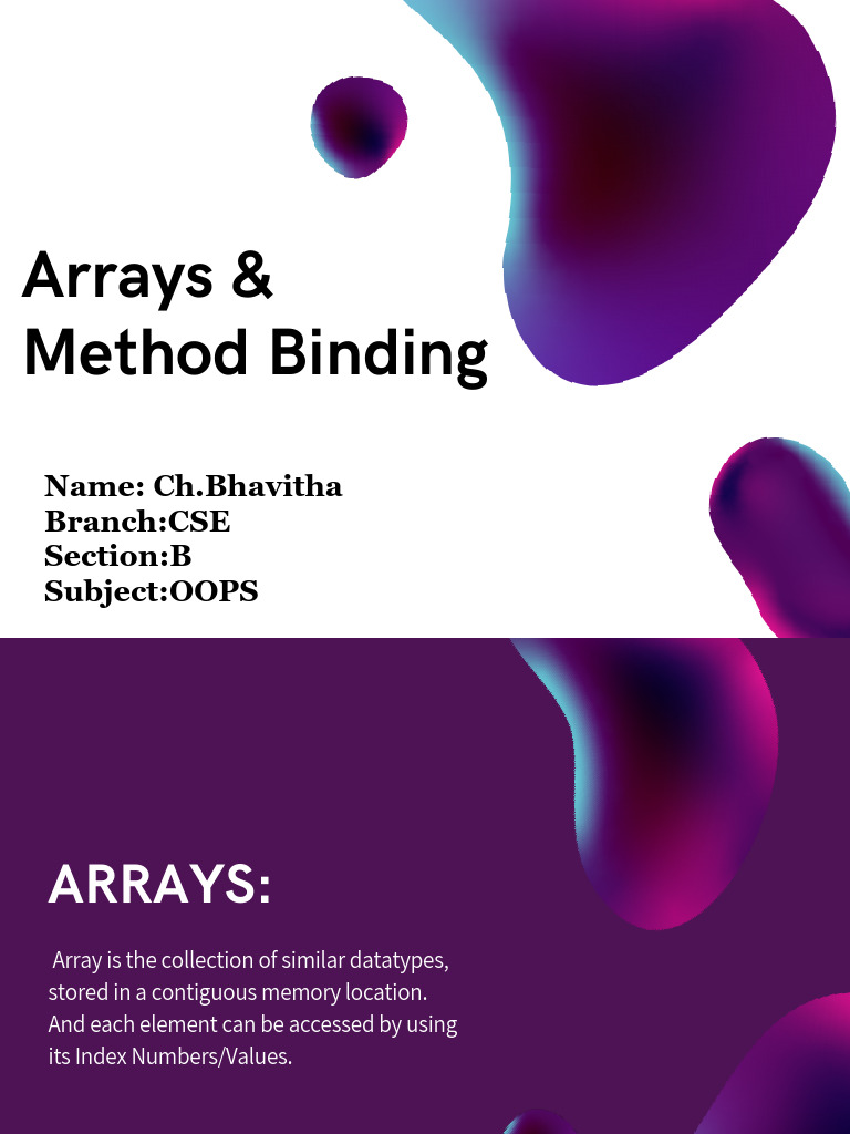Arrays and Method Binding in OOPS | PDF