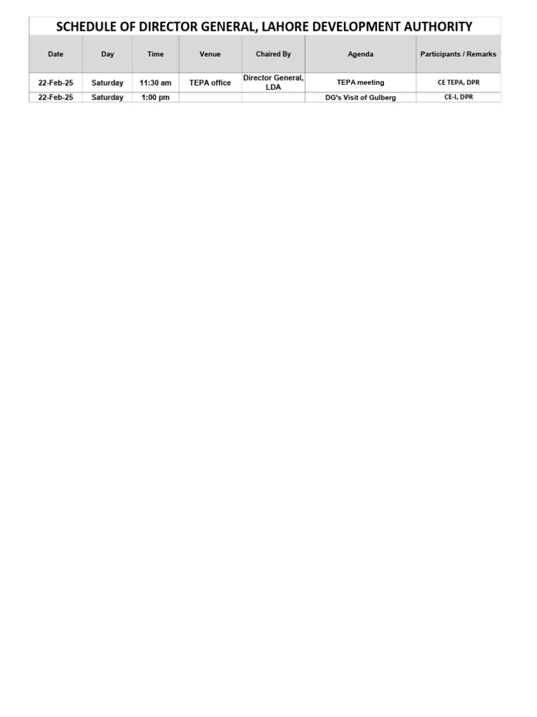 LDA Director General Meeting Schedule | PDF
