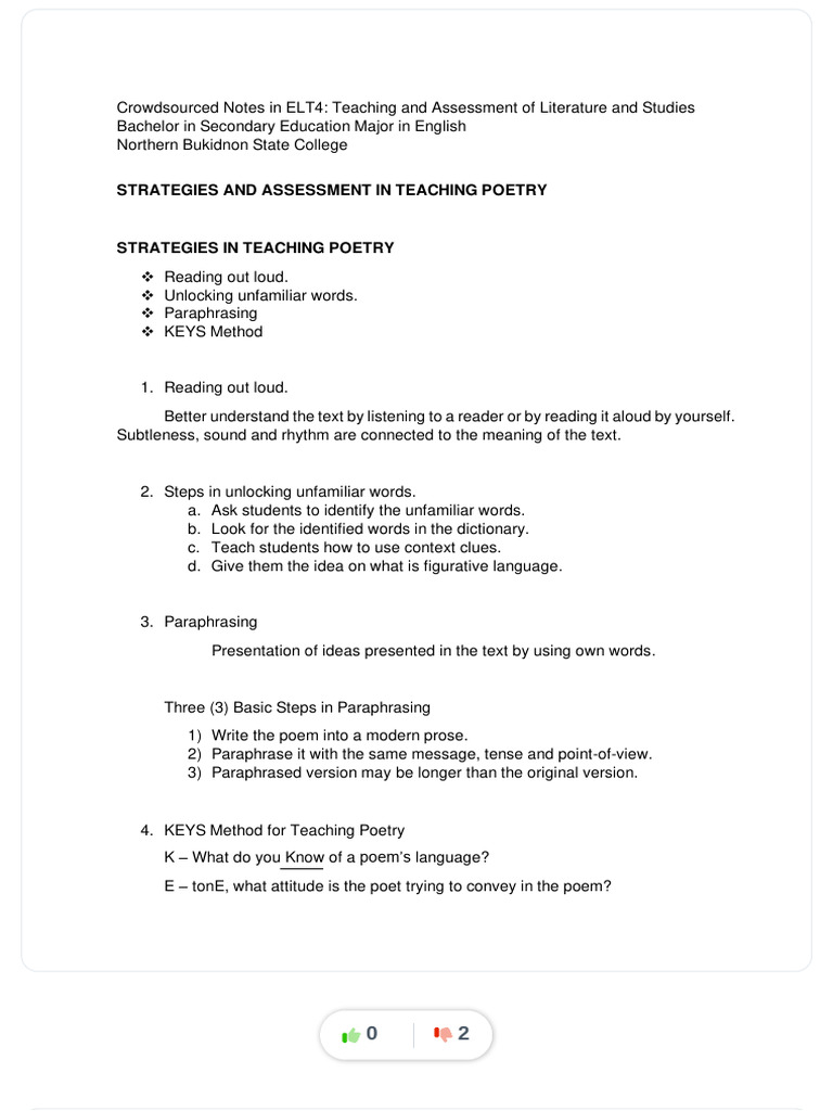 Effective Strategies for Teaching Poetry | PDF | Poetry | Writing