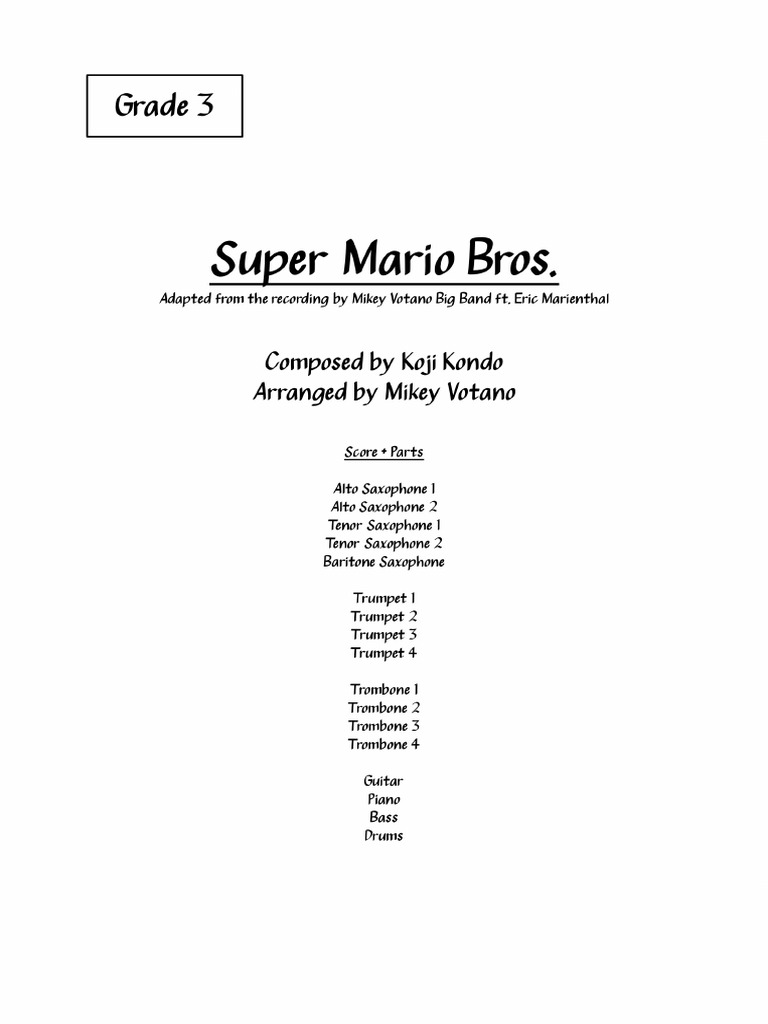 Super Mario Bros. Grade 3 Score Parts | PDF | Popular Music | Musical ...