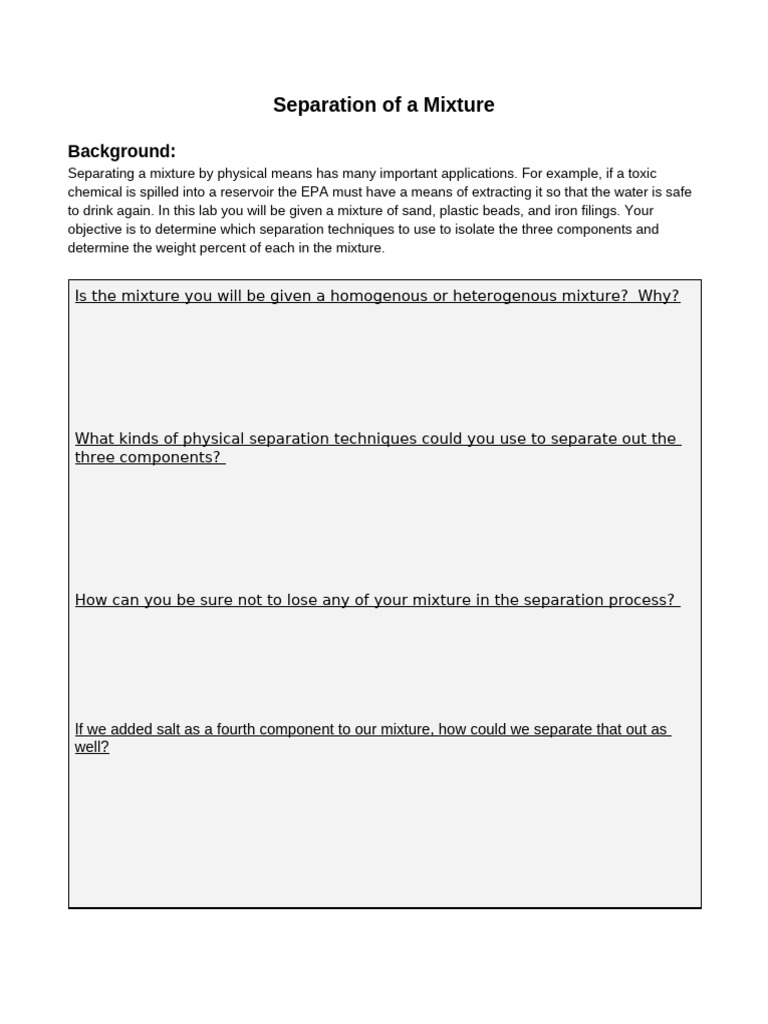 Mixture Separation | PDF