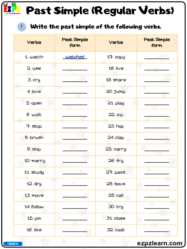 Past Simple Regular Verbs List | PDF