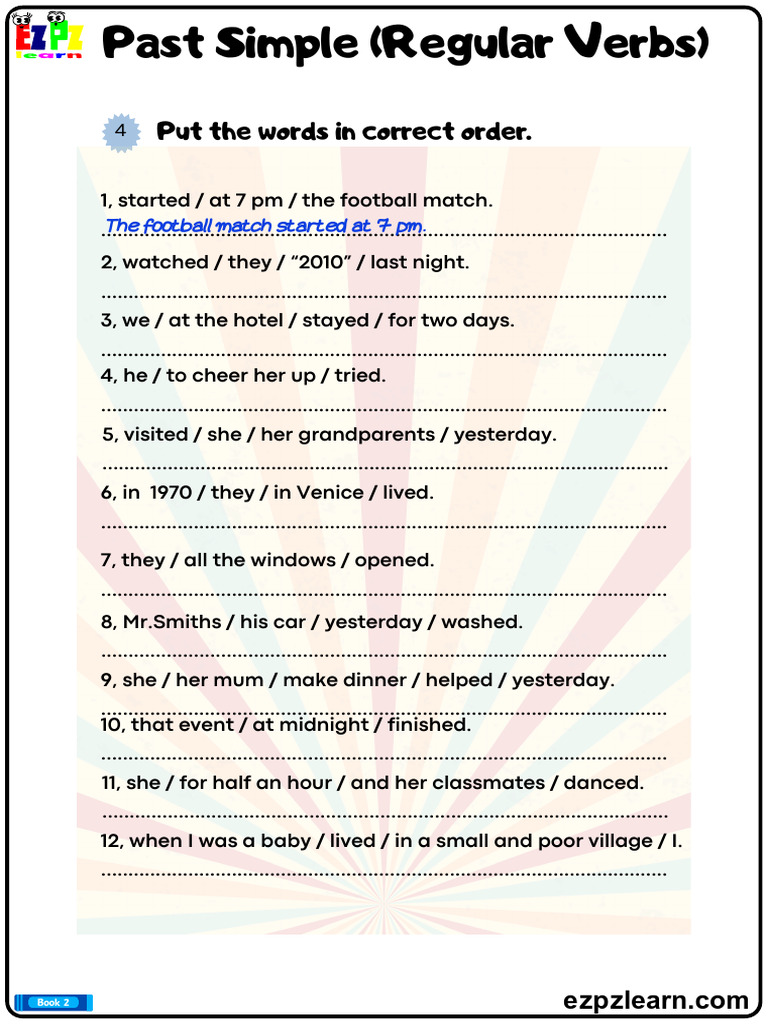 Past Simple Regular Verbs Put The Words in The Correct Order-Merged | PDF