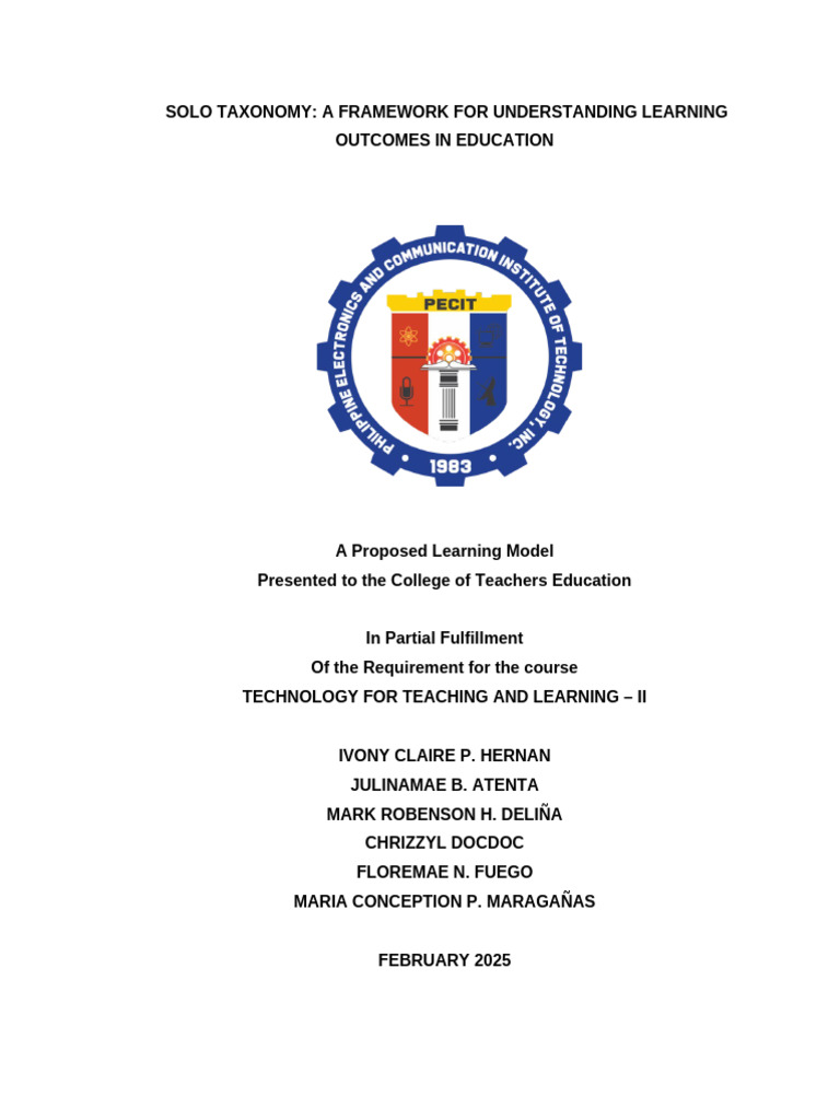 SOLO Taxonomy Framework for Learning Outcomes | PDF | Learning | Knowledge