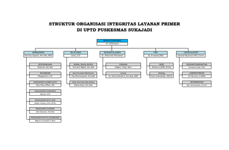 Struktur Organisasi Integritas Layanan Primer Uptd Puskesmas Sukajadi-1 | PDF