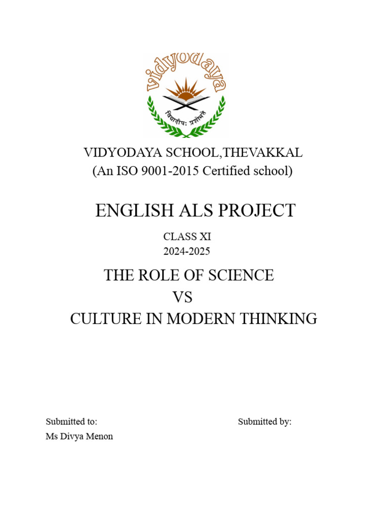 The Role of Science VS Culture in Modern Thinking | PDF | Science ...